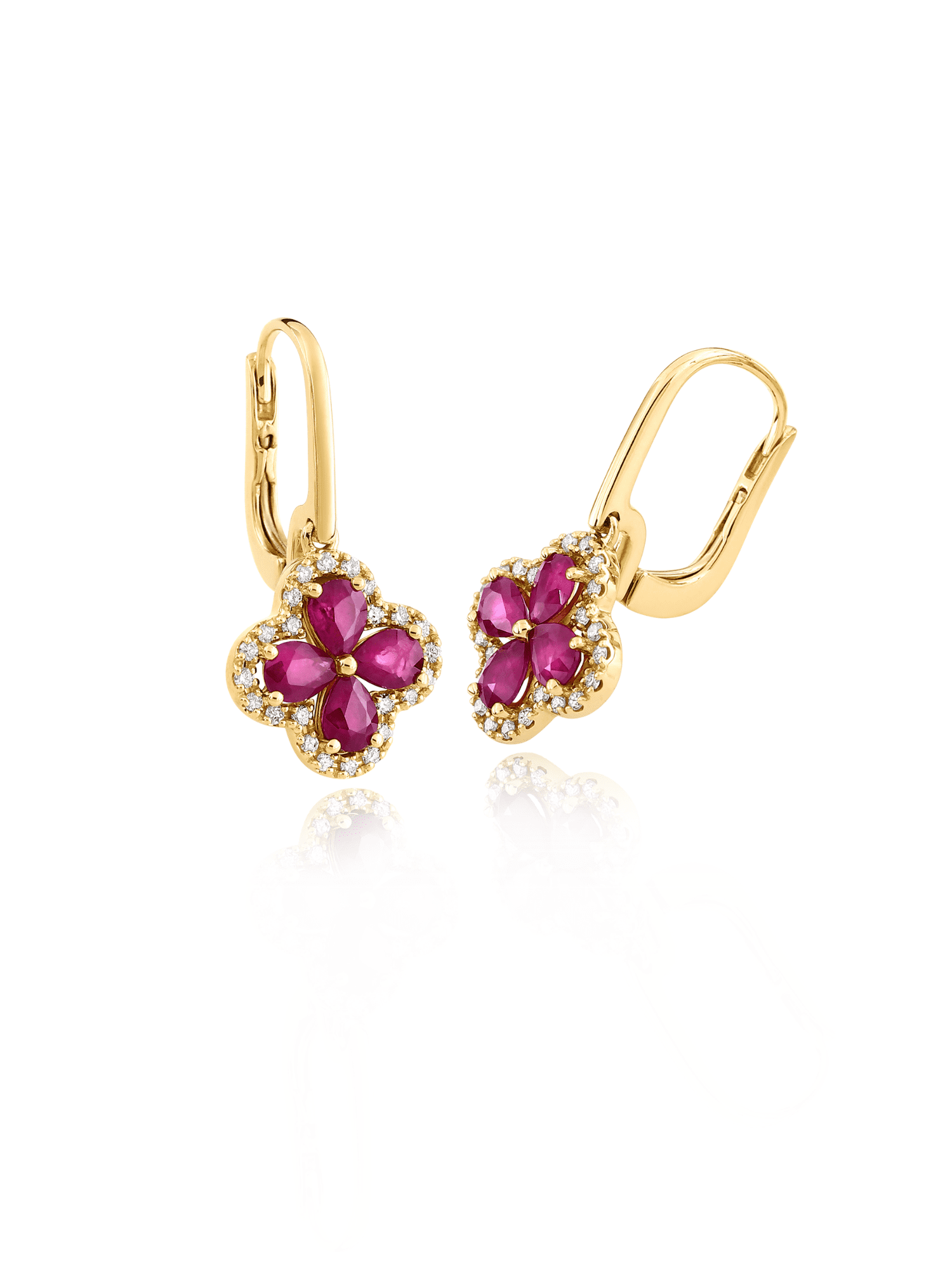 Hoa tai vàng Félicité vàng 18K gắn Ruby, kim cương